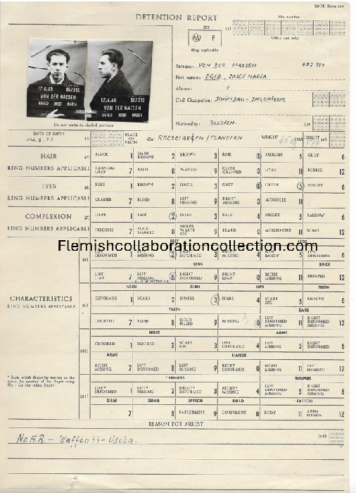 Detention reports 1945 - Egid Van Der Maesen :: Flemish collaboration